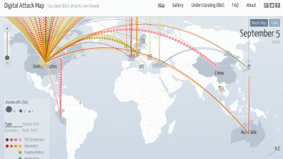Digital Attack Map: Google Ideas imzalı, günlük, küresel, gerçek ...